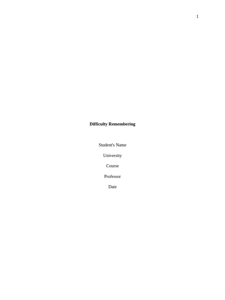 2 Difficulty Remembering | PDF | Dementia | Sleep Apnea