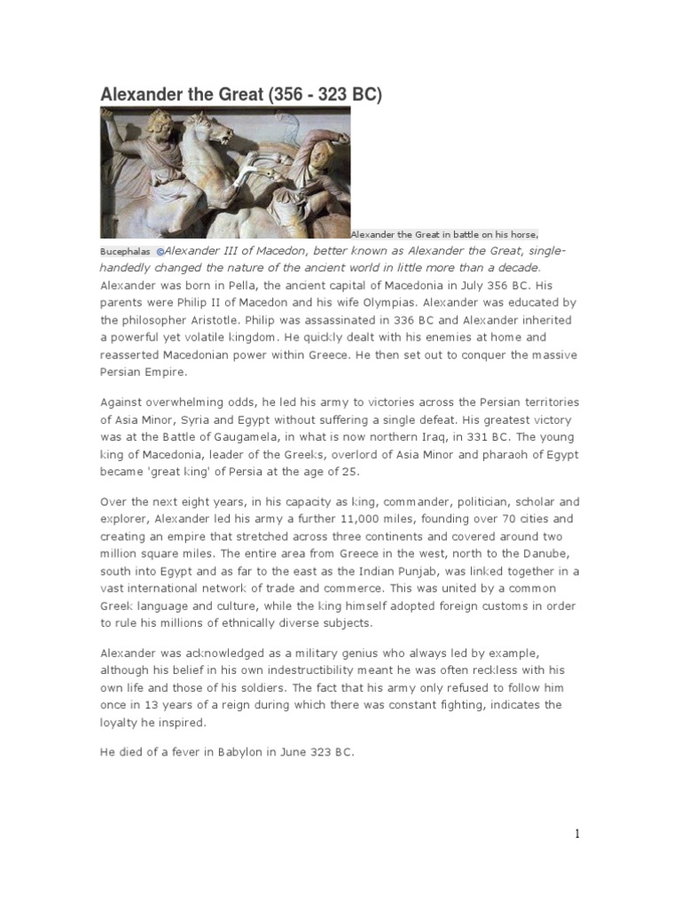 Alexander The Great (356 - 323 BC) | PDF | Cleopatra | Augustus