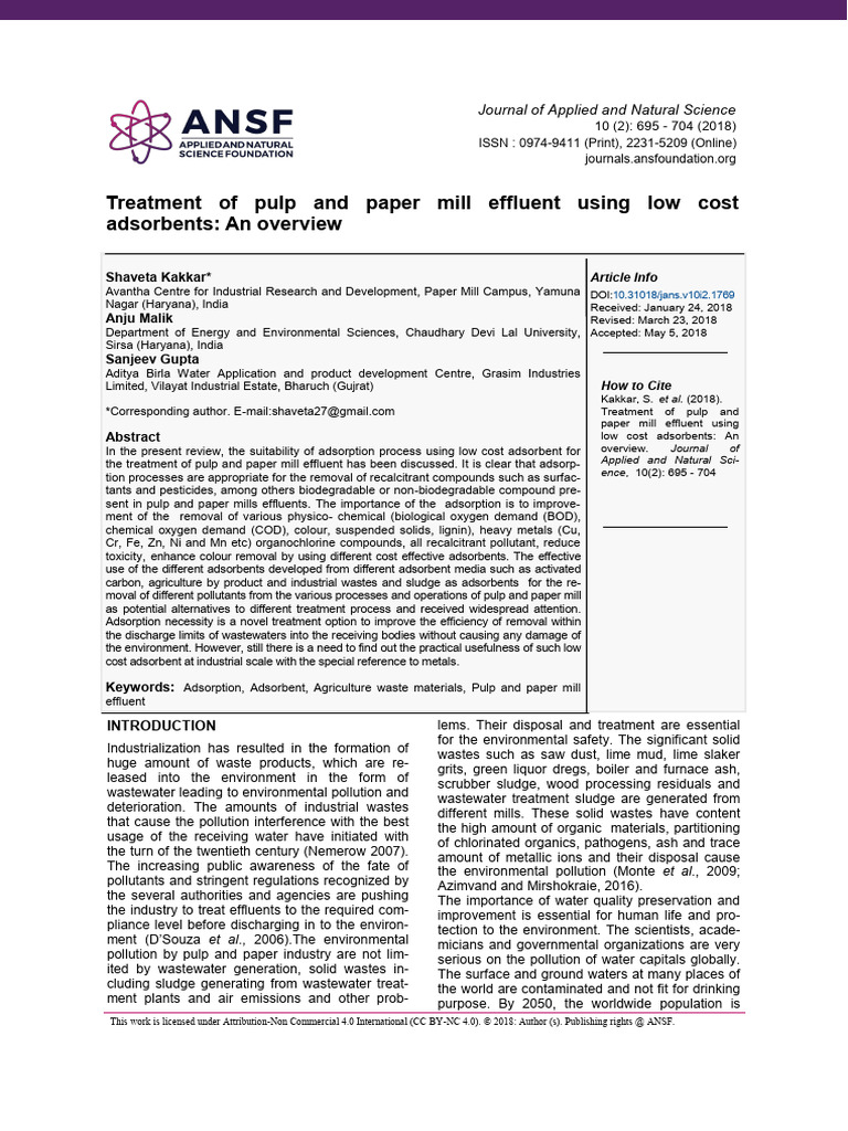 Treatment of Pulp and Paper Mill Effluent Using Lo-1-2 | PDF | Pulp (Paper) | Chemistry