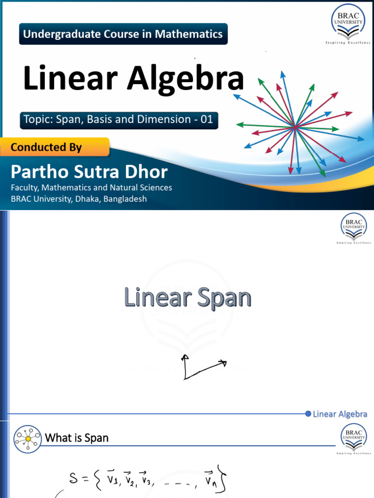 Linear Span, Basis and Dimension - 01 | PDF | Basis (Linear Algebra) | Linear Algebra