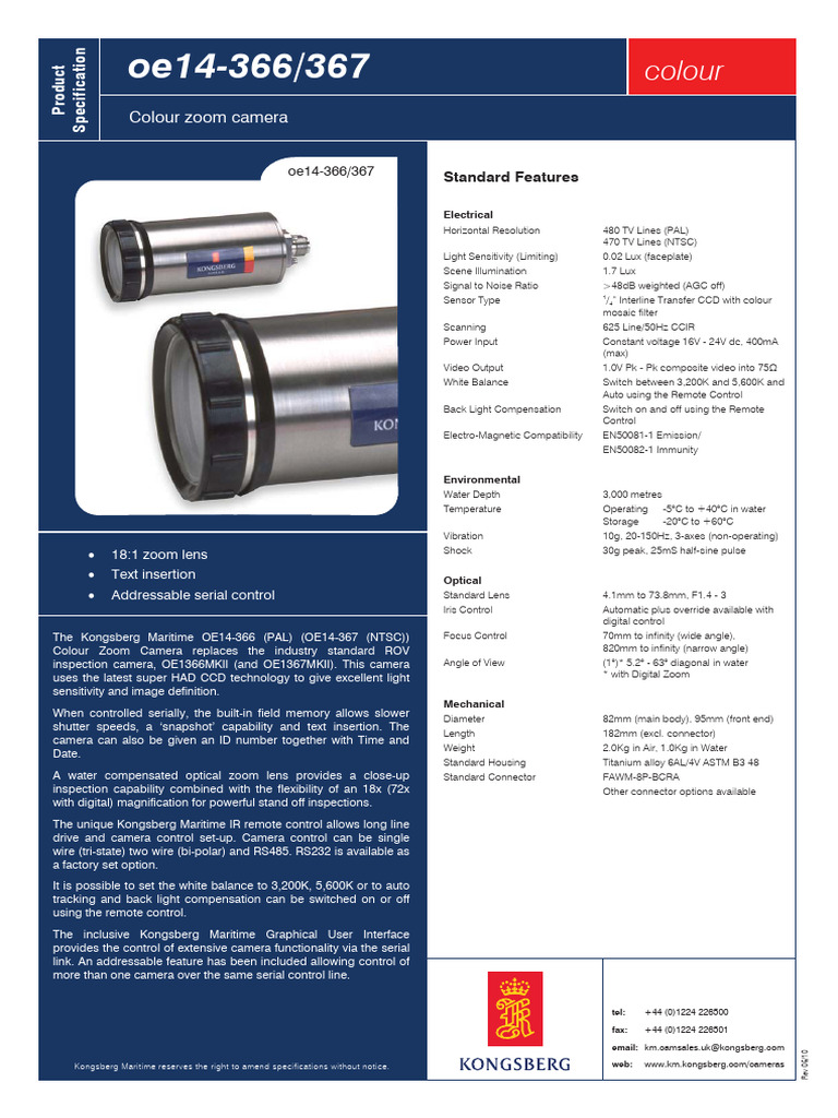 Oe14366 Datasheet A4 | PDF | Camera | Charge Coupled Device
