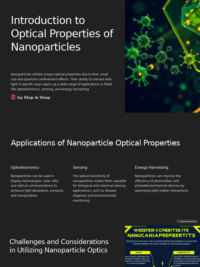 Introduction To Optical Properties of Nanoparticles | PDF