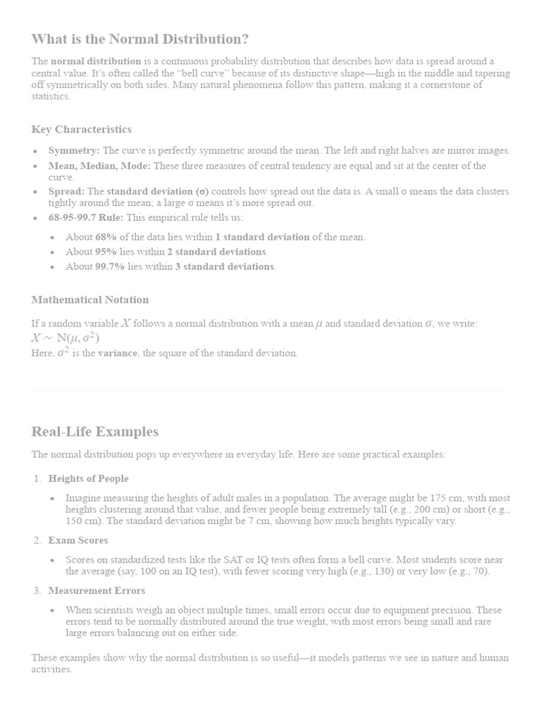 A-Level Statistics 1 - Normal Distribution - Notes | PDF | Normal ...
