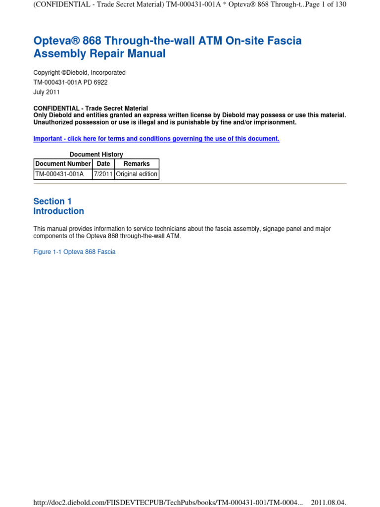 TM-000431-001A Opteva 868 On-Site Fascia Assembly Repair Manual | PDF ...