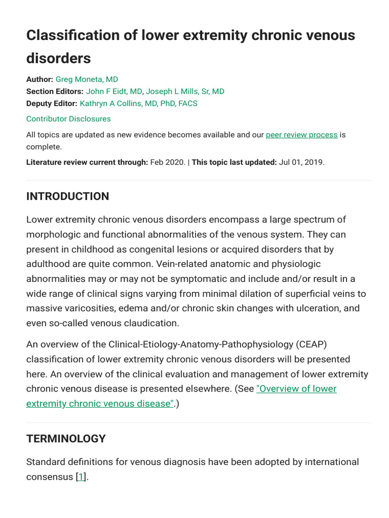 Classification of Lower Extremity Chronic Venousdisorders | PDF | Vein | Varicose Veins