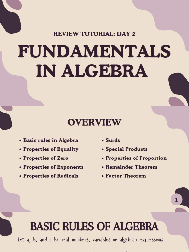 D2 Fundamentals in Algebra | PDF | Factorization | Multiplication