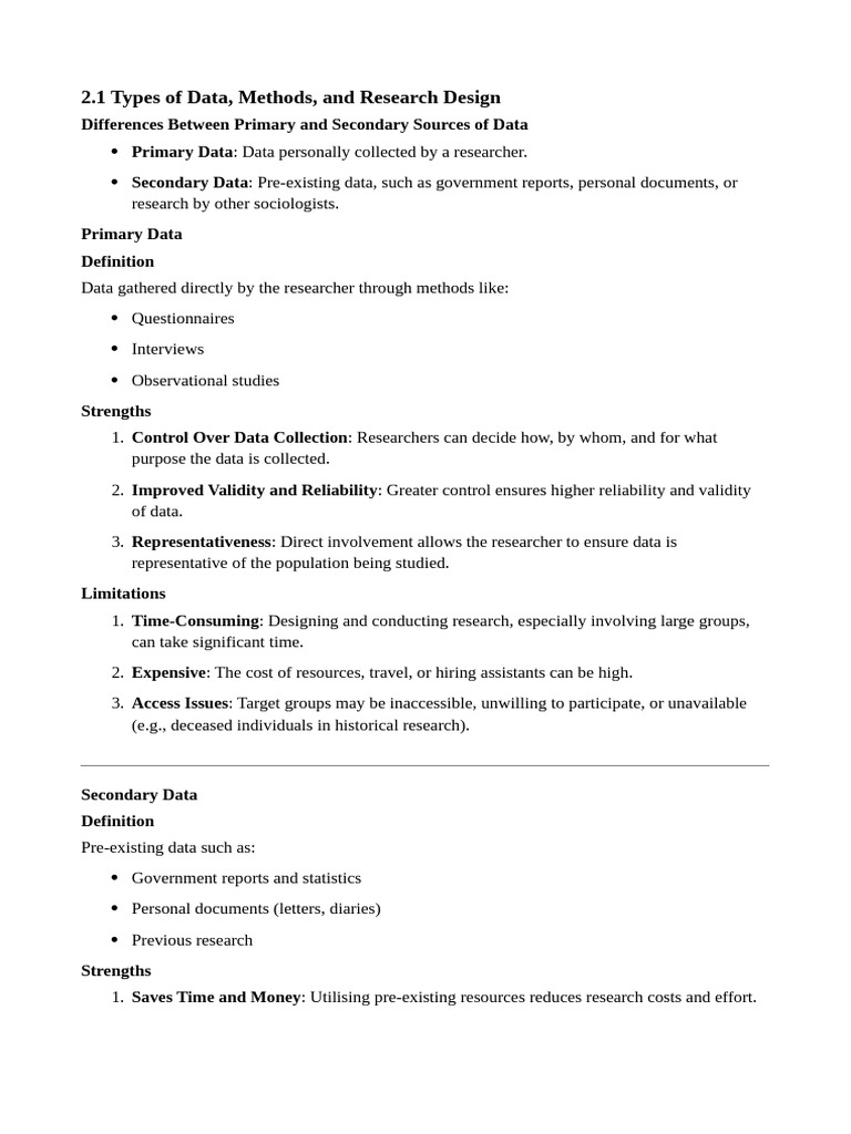2.1 Methods of Research - A Level | PDF | Quantitative Research ...