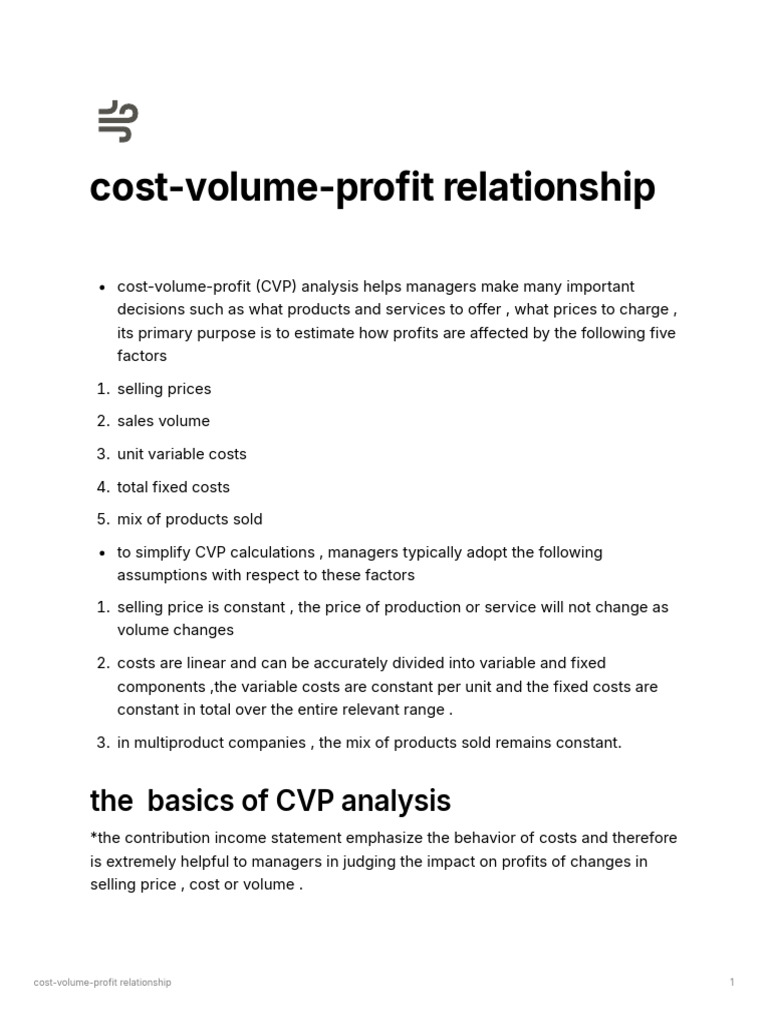 Cost Volume Profit Relationship | PDF | Economics | Financial Accounting