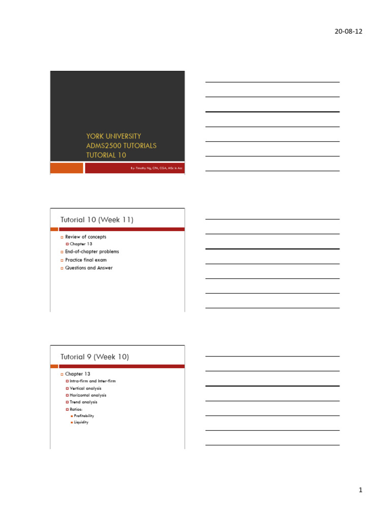 ADMS2500 Tutorial10 Handout 3page | PDF