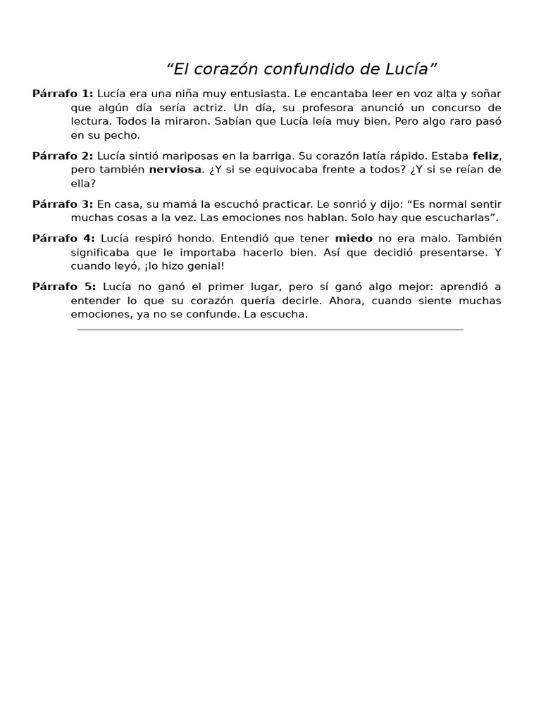 El Corazón Confundido de Lucía | PDF