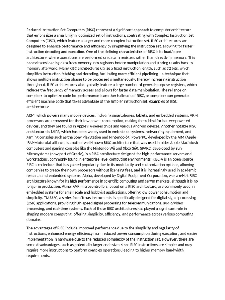 Reduced Instruction Set Computers | PDF | Computer Architecture | Classes Of Computers