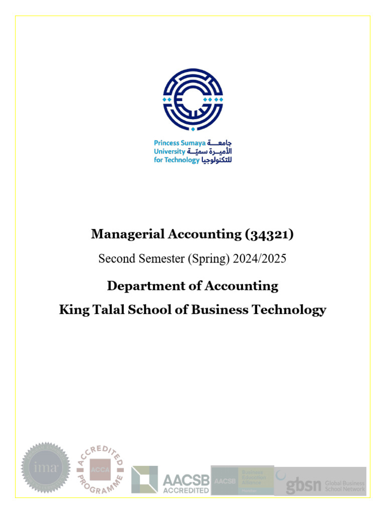 PSUT Managerial Accounting Study Plan | PDF | Lecture | Plagiarism