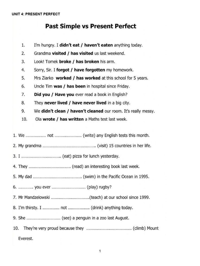 Unit 4 - Present Perfect | PDF