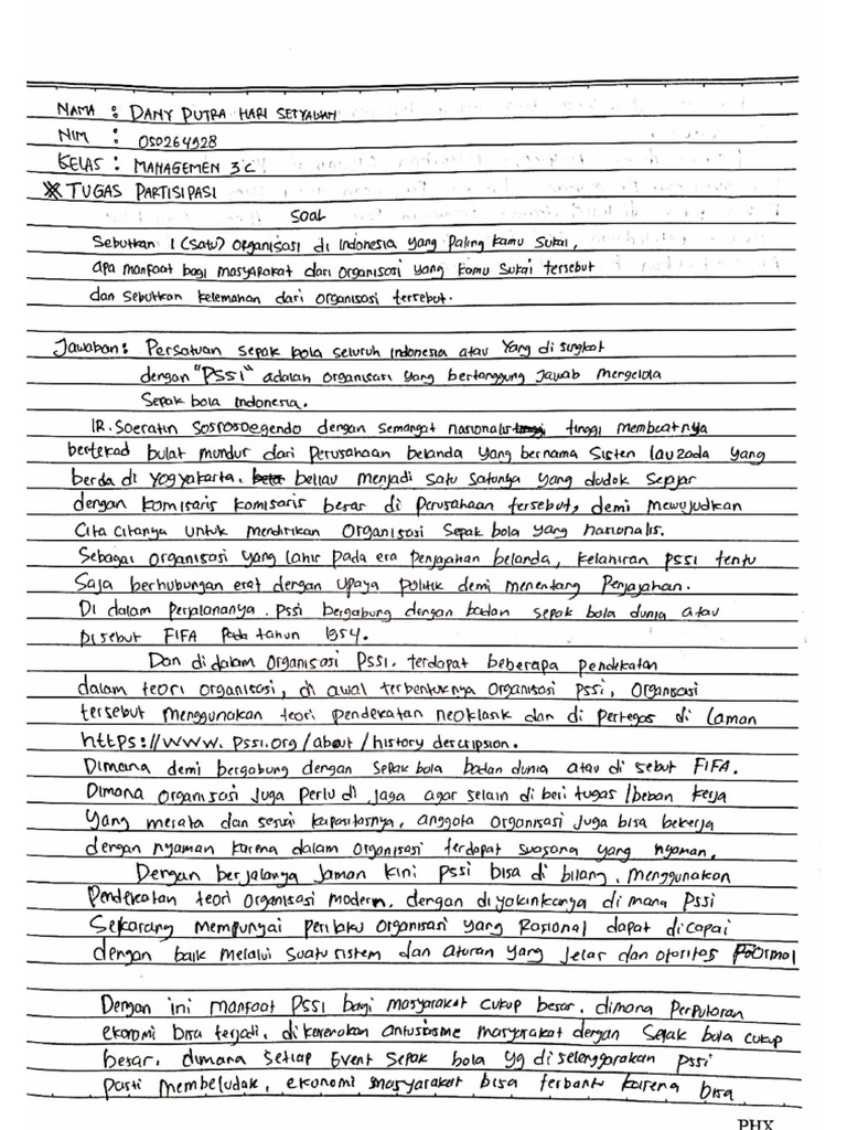 TP 1 ORGANISASI Management 3C Danyputra | PDF