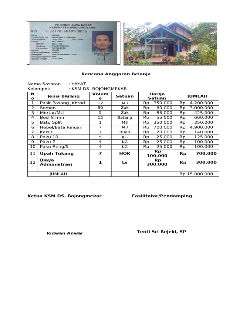 Perubahan Proposal RTLH 2022 | PDF