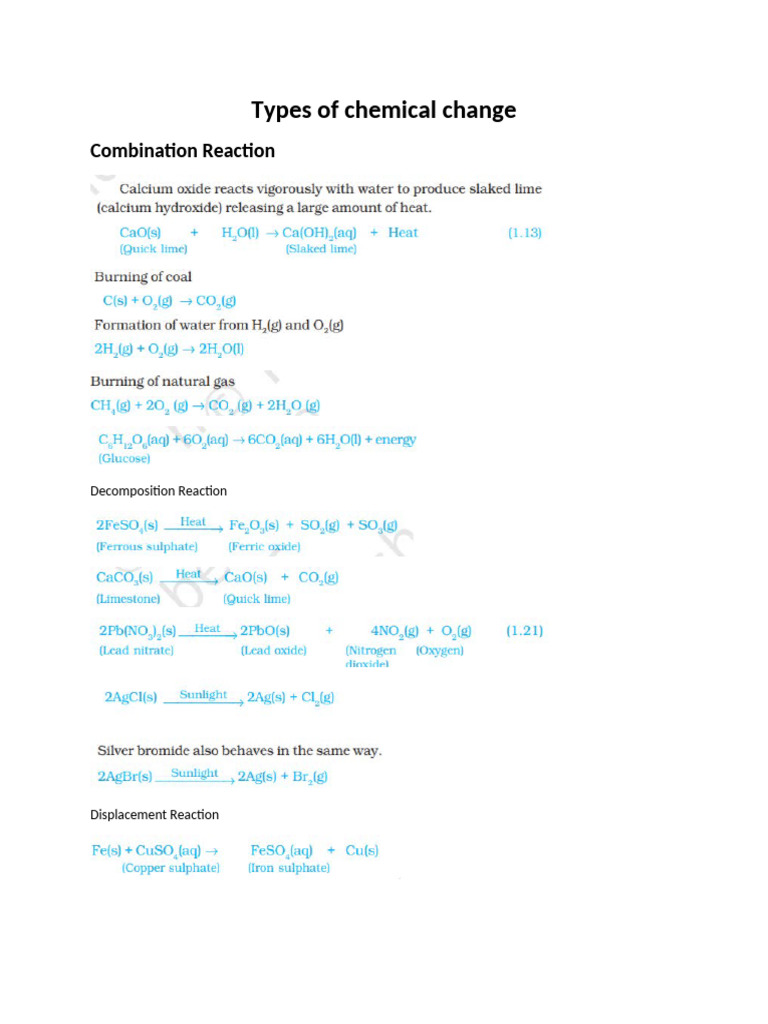 Types of Chemical Change | PDF
