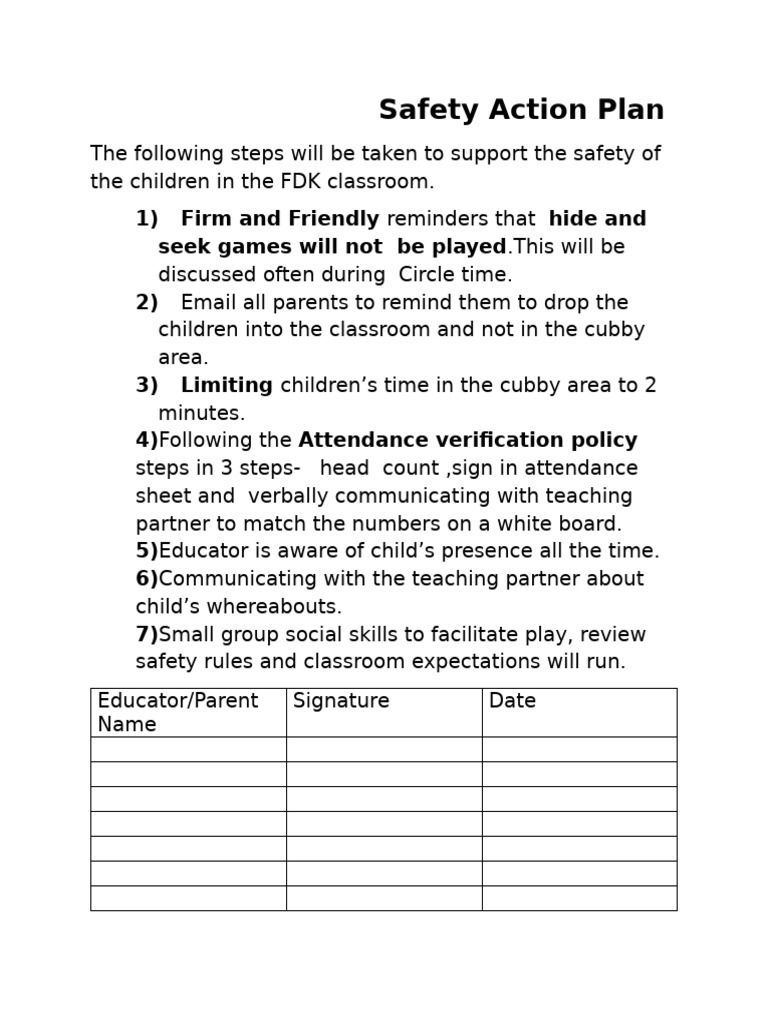 Safety Action Plan 3 | PDF
