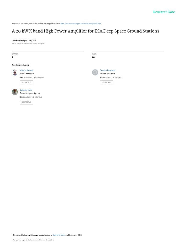 A 20 KW X Band High Power Amplifier For ESA Deep Space Ground Stations ...