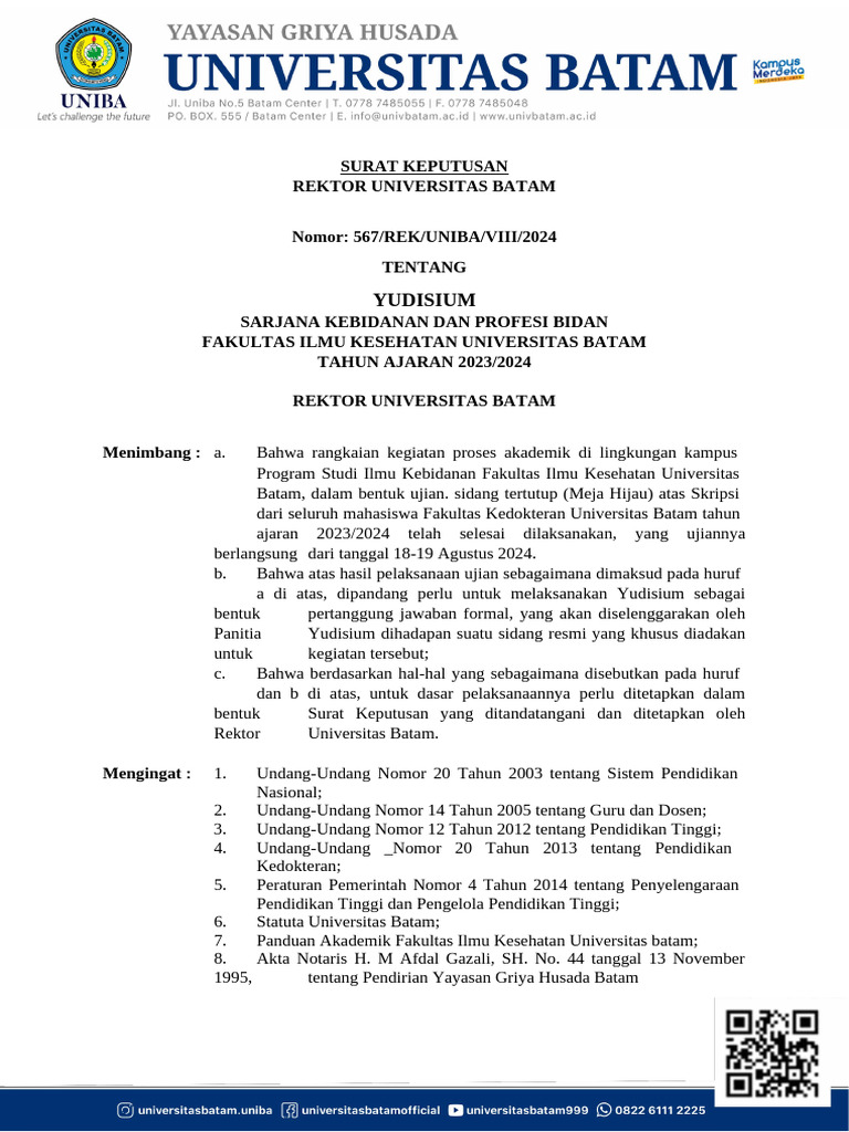Yudisium Sarjana Kebidanan UNIBA 2024 | PDF