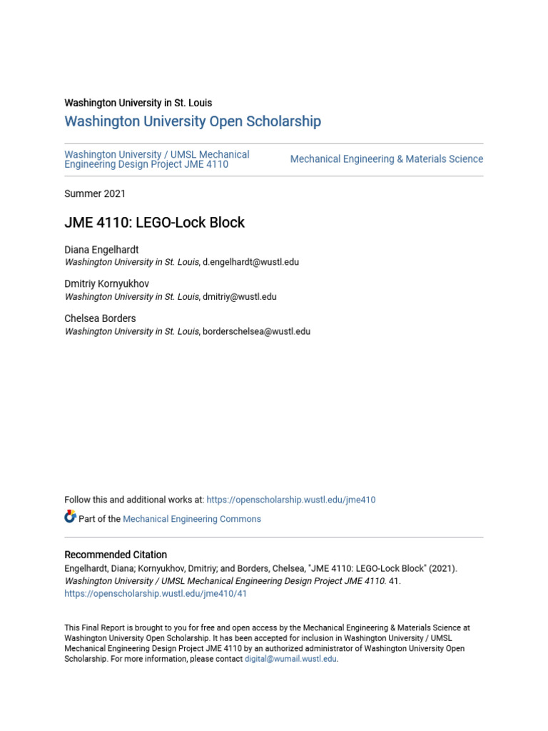 Jme 4110 - Lego-Lock Block | PDF | Screw | 3 D Printing