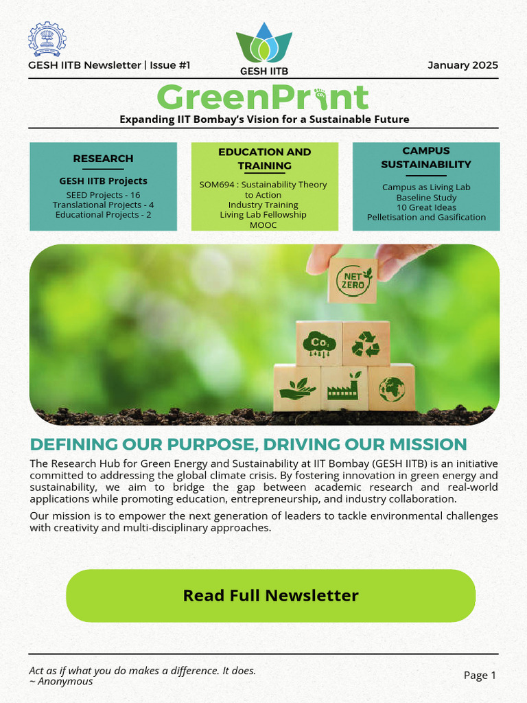 Updated - GreenPrint #1 GESH IITB | PDF | Sustainability | Climate ...
