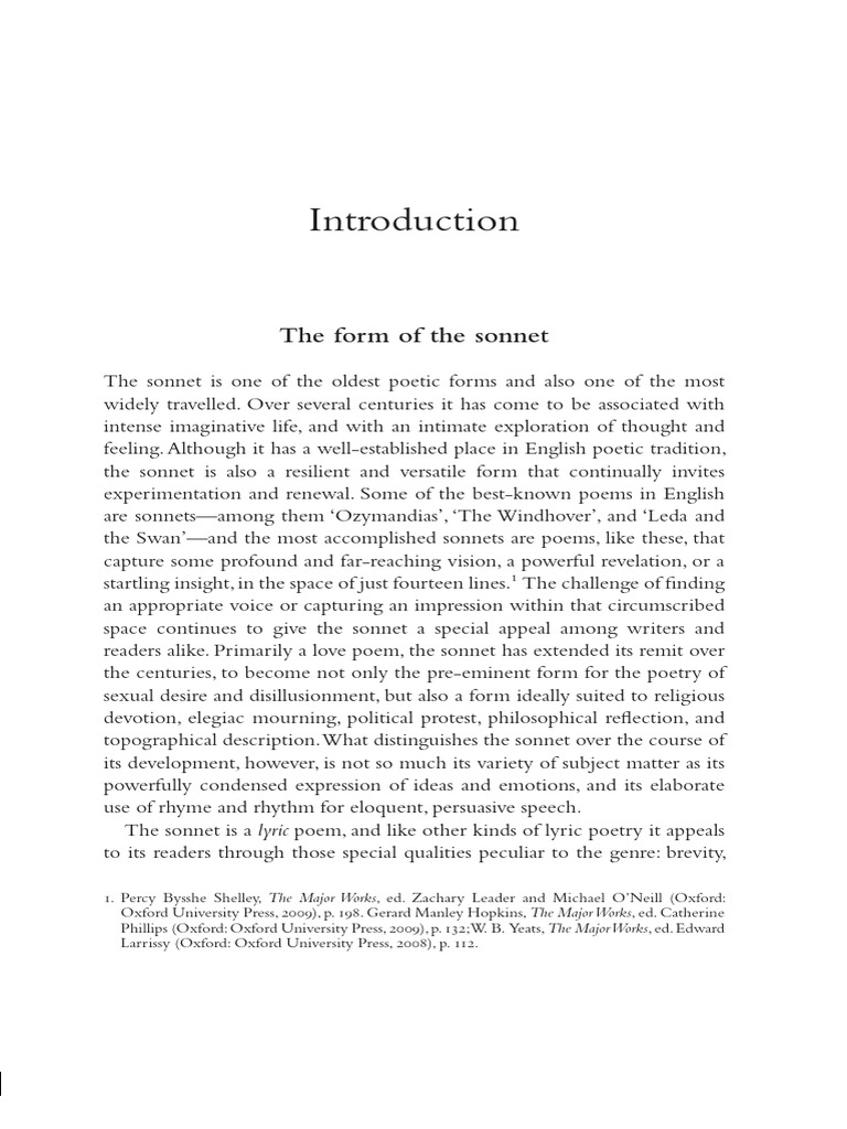 Regan. The Sonnet - Introduction | PDF | Sonnets | Poetry