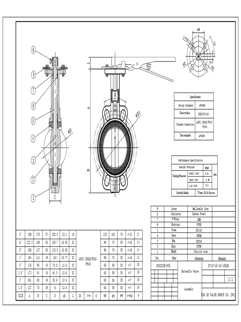 Wafer BFV 1.5-8 Di Body Lever | PDF | Valve | Ductility