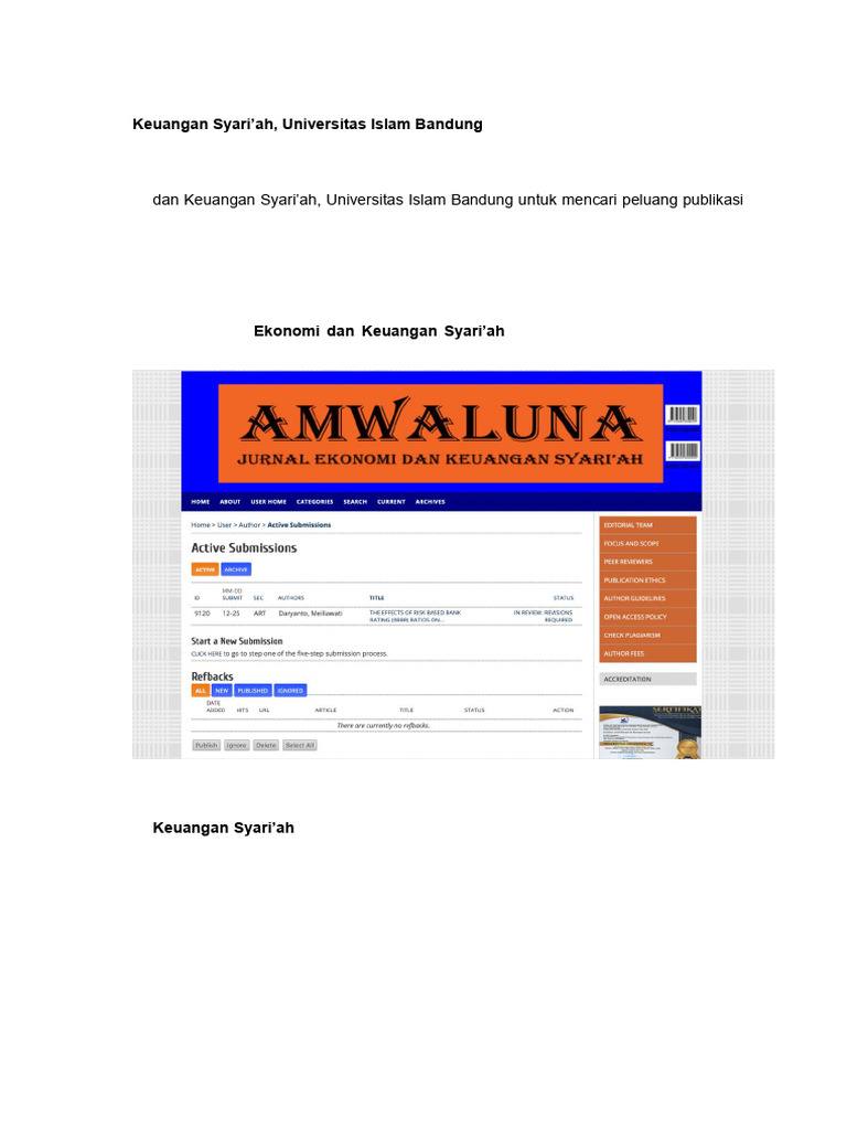 Kronologi Perolehan LOA Jurnal Sinta 2 Pada Jurnal Ekonomi Dan Keuangan ...