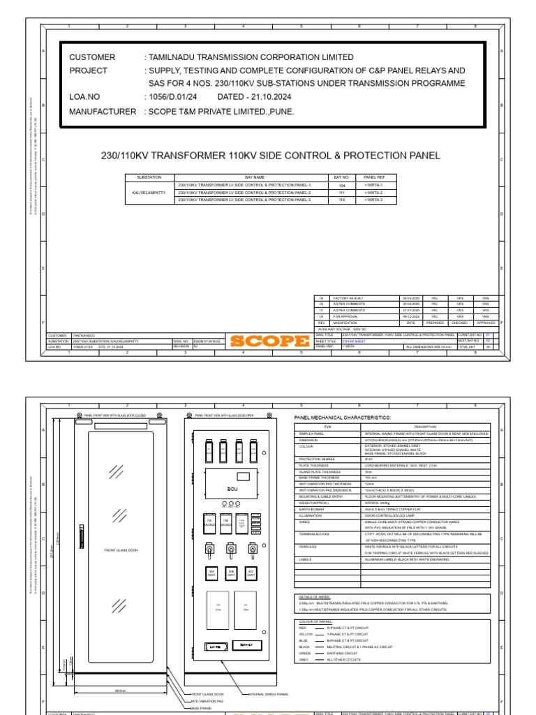 230 - 110kV ICT LV TRAFO C&R Panel Rev02 | PDF | Equipment | Manufactured Goods