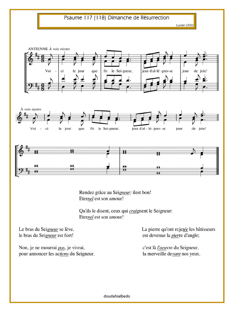 Psaume 117 (118) Dimanche de Résurrection | PDF