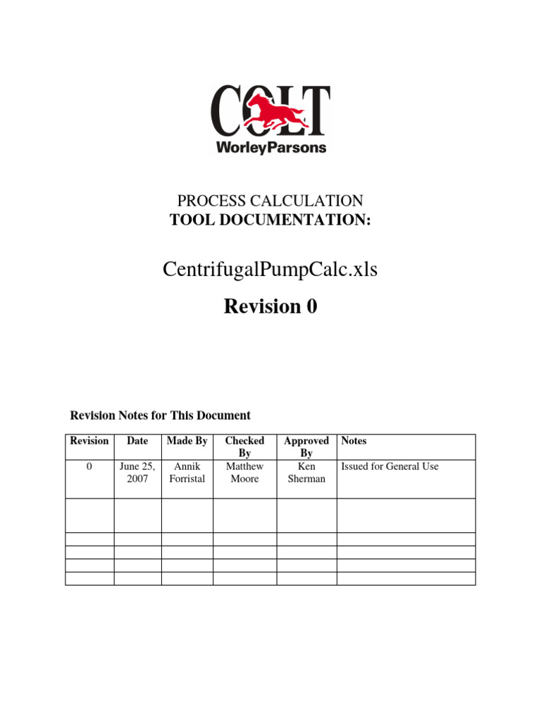 Centrifugal Pump Calculation Tool Guide | PDF | Spreadsheet | Pump