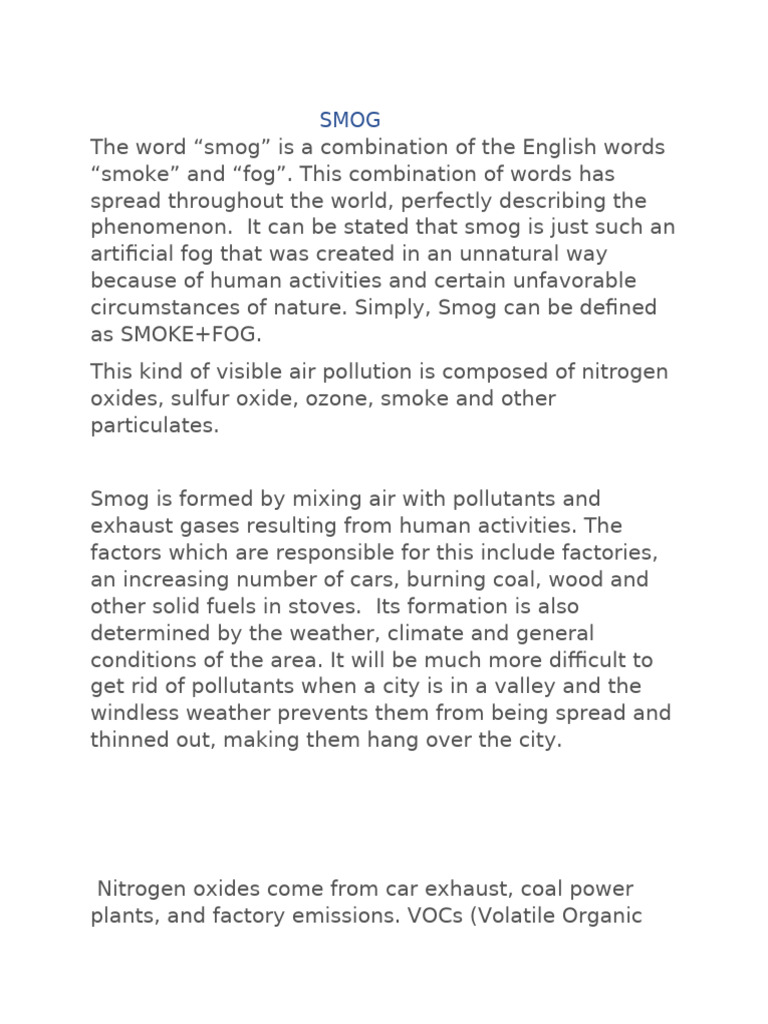 What Is Smog Science Homework 2023 Winters | PDF | Smog | Air Pollution