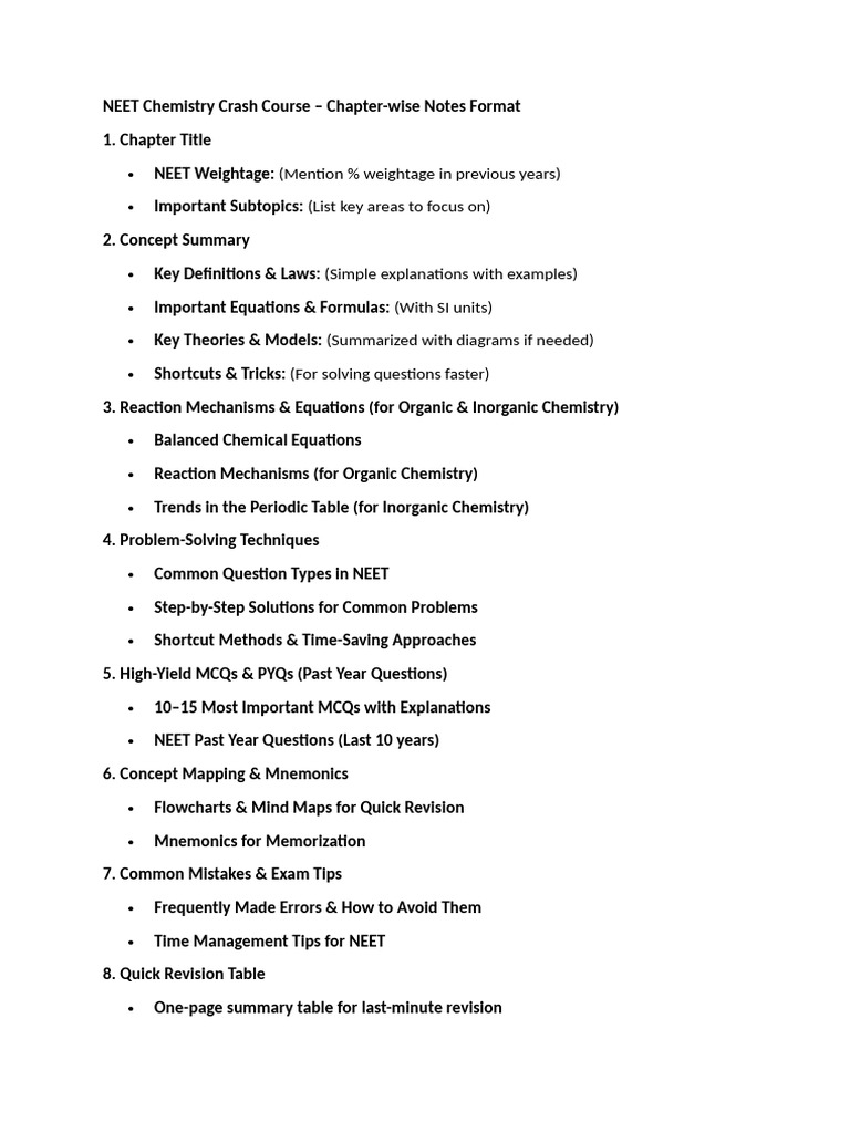 NEET Chemistry Crash Course DESIGN | PDF