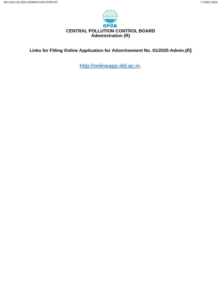 CPCB Recruitment 2025 Notification | PDF | Engineering | Disability