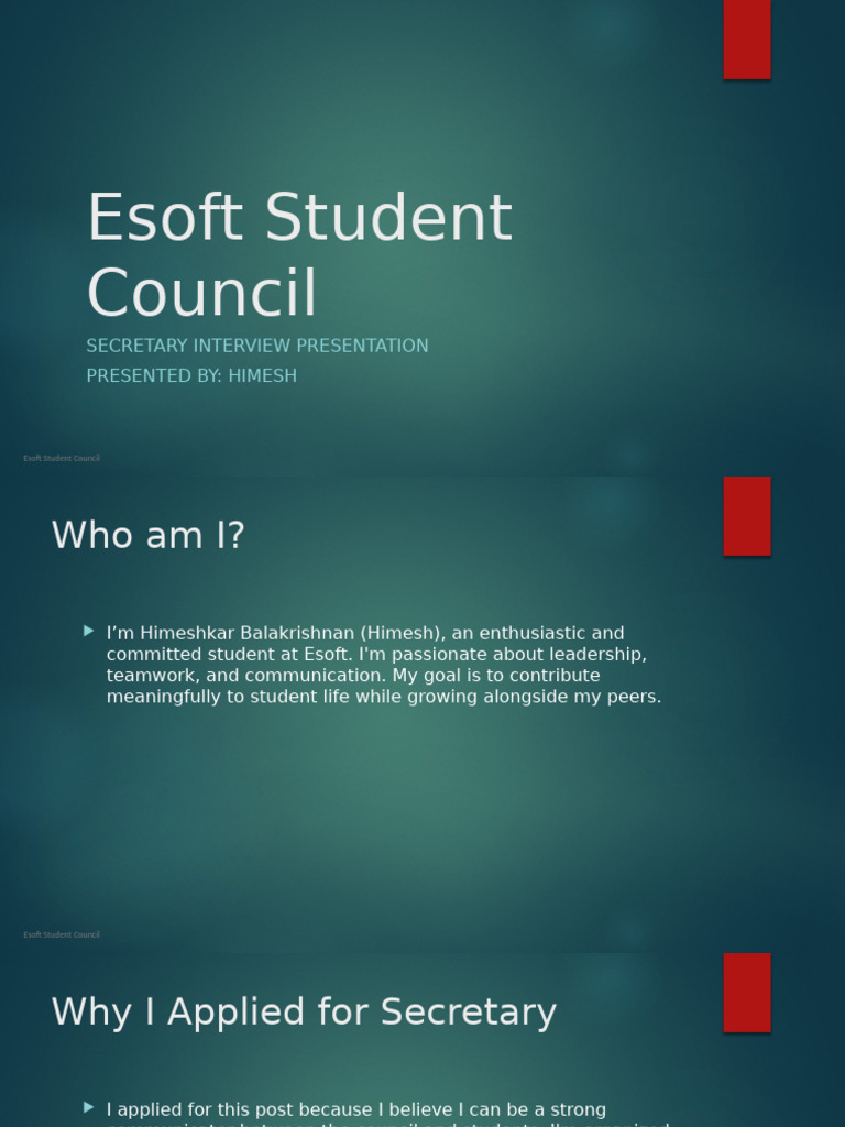 Esoft Student Council Secretary Interview | PDF