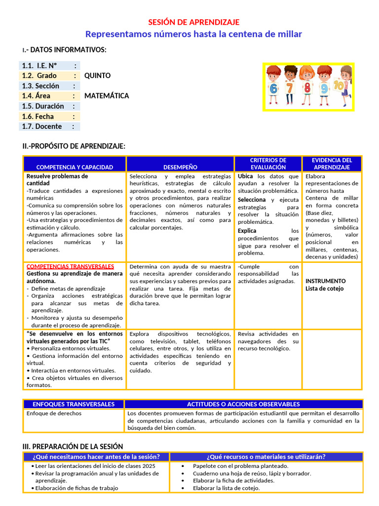 D2 A1 SES. MAT. Representamos Números Hasta La Centena de Millar | PDF | Aprendizaje