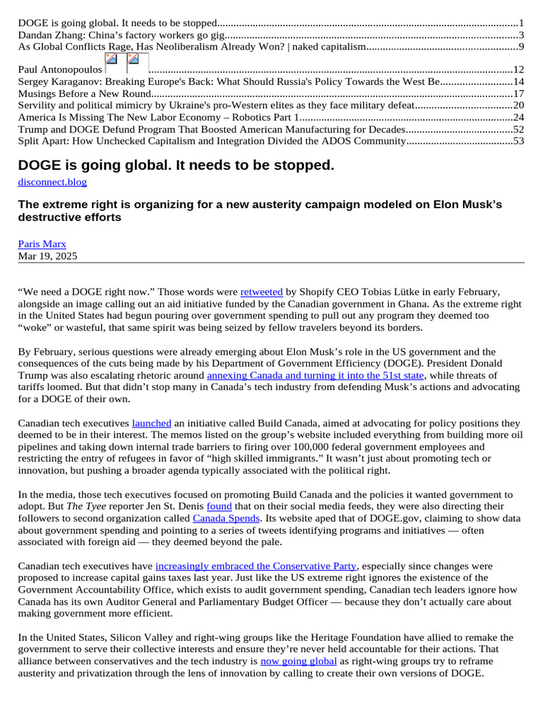 DOGE Is Going Global | PDF | Cost Of Living | Labour Economics