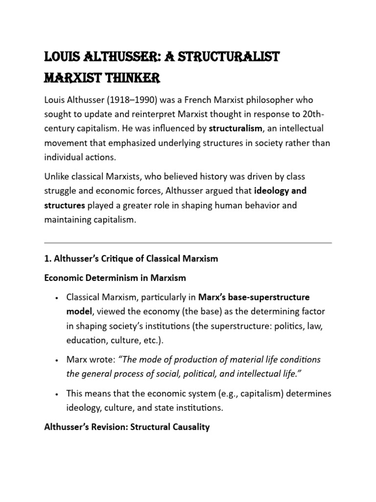 Louis Althusser | PDF | Marxism | Louis Althusser