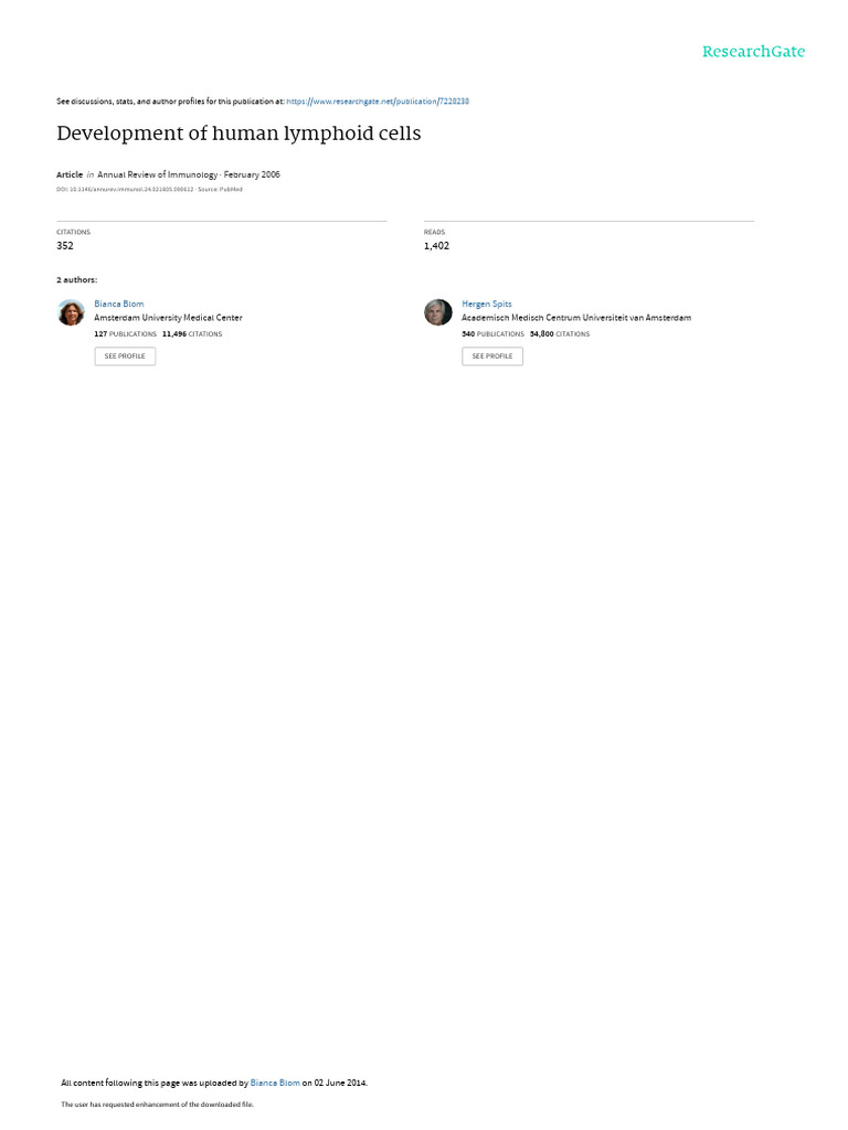 Development - of - Human - Lymphoid - Cells | PDF | Haematopoiesis ...