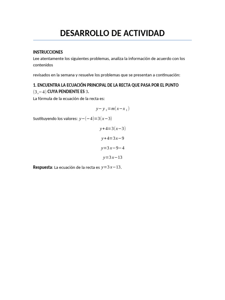 Desarrollo Tarea Matematicas Semana5 Hernan Munoz | PDF | Pendiente | Línea (geometría)