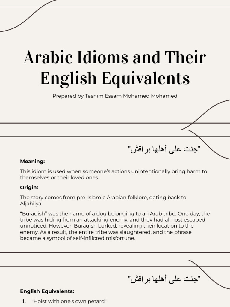 Arabic Idioms and Their English Equivalents - Tasnim Essam Mohamed ...
