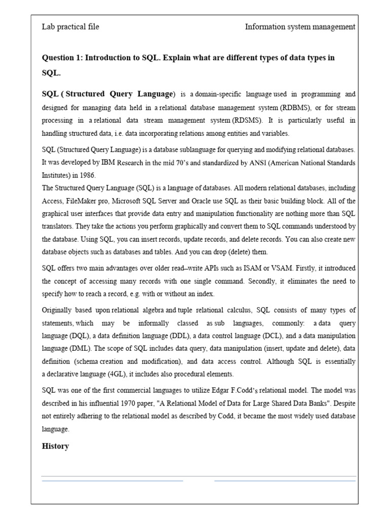 ISM Practical File No Page Numbers | PDF | Sql | Relational Database