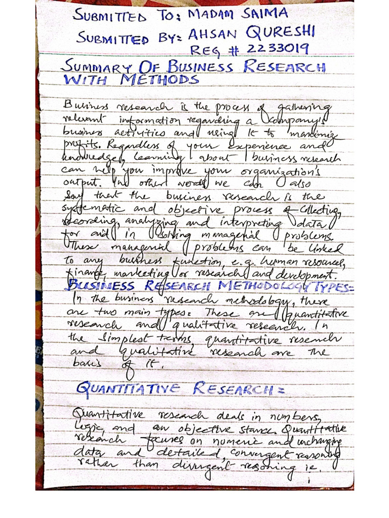 Summary of Business Research Methods | PDF