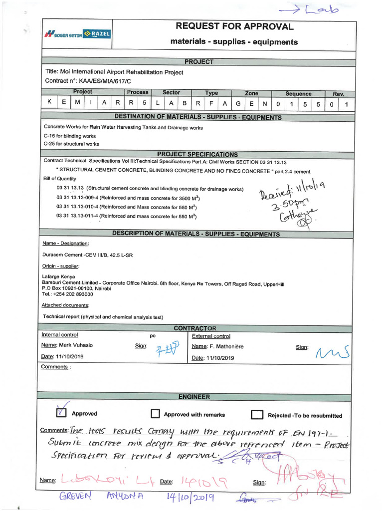 Cement Approval | PDF