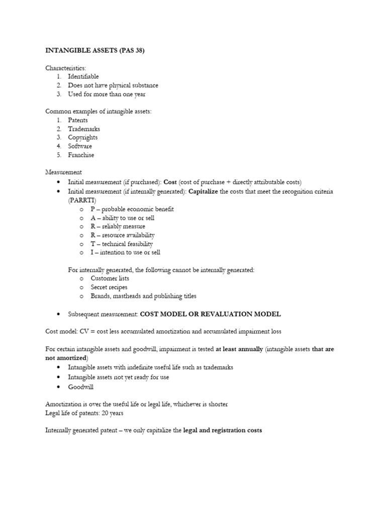 Understanding Intangible Assets (PAS 38) | PDF