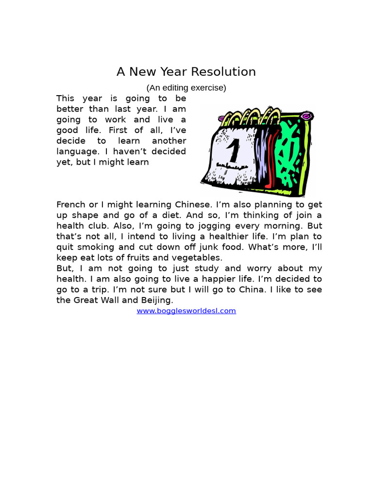 New Year Resolution Editing | PDF