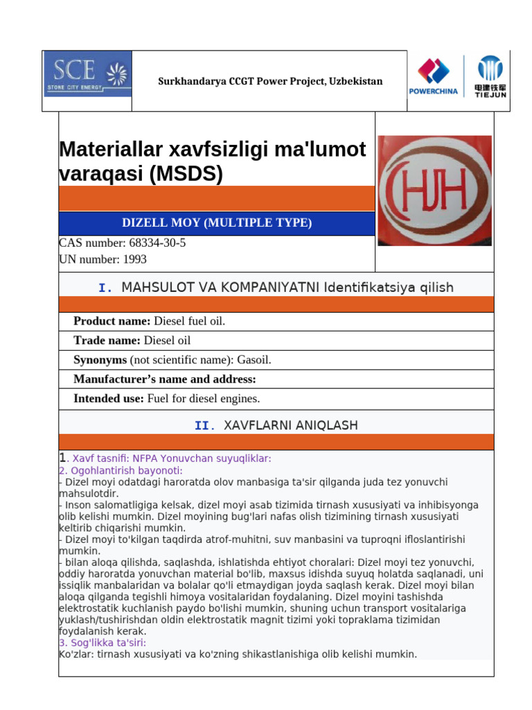 Msds Oil Uzb | PDF
