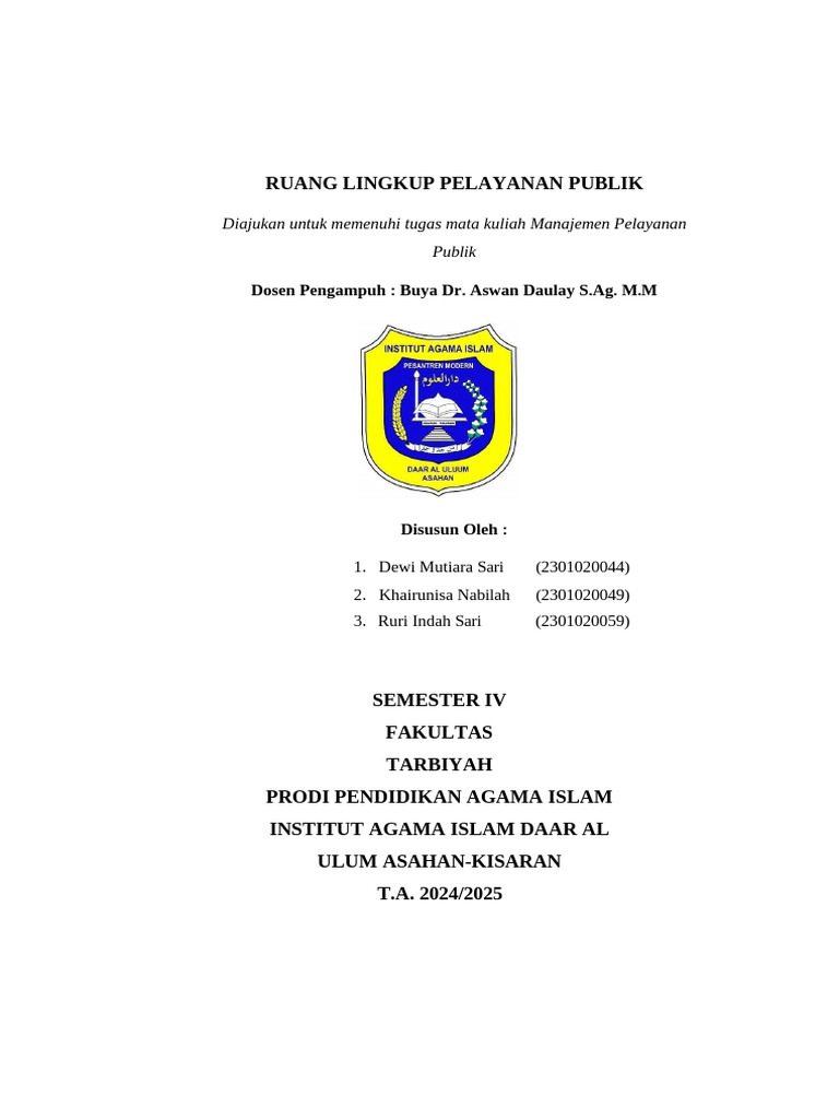 Kel 3 Ruang Lingkup Pel Publik | PDF