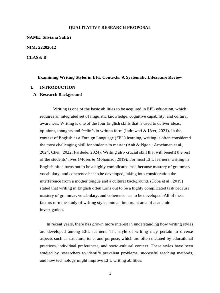 EFL Writing Styles: A Systematic Review | PDF | English As A Second Or ...
