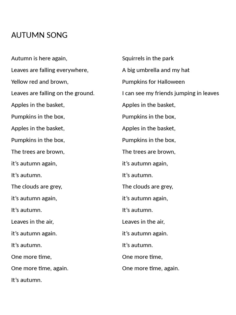 Autumn Song Lyrics | PDF